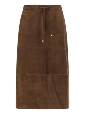 Max Mara S MAX MARA SmmGazza Leather Midi Skirt Gold