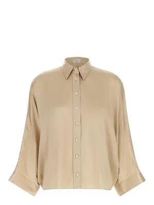 Brunello Cucinelli Monile Embellished Satin Shirt - Cream