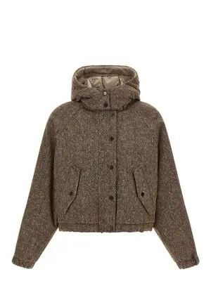 Brunello Cucinelli Donegal Tweed Down Jacket - Brown