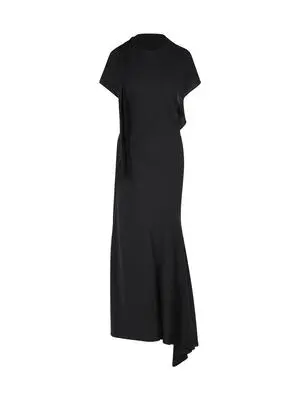 Attico Virgin Wool Midi Dress - Black