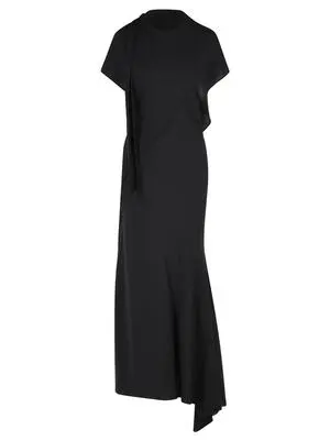 Attico Virgin Wool Midi Dress - Black