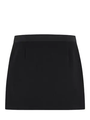 COURREGES Wool Blend Miniskirt With Embroidered Logo - Black