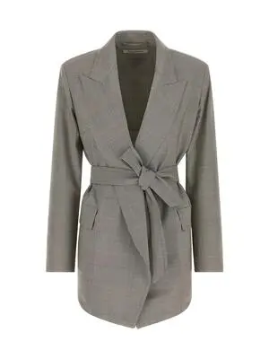 Max Mara Mxmnasello' Prince Of Wales Wool Blazer - Gray