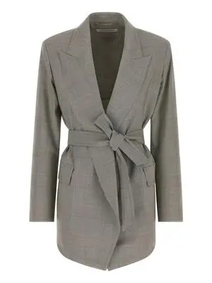 Max Mara Mxmnasello' Prince Of Wales Wool Blazer - Gray