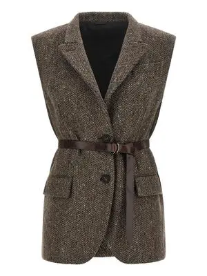 Brunello Cucinelli Mélange Wool Vest - Brown