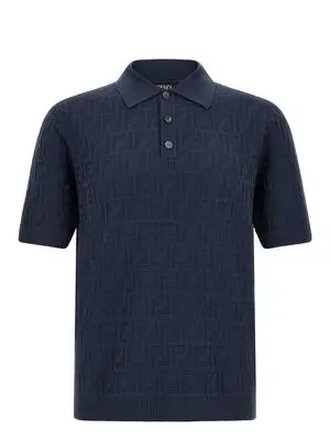Fendi Ff Cotton Polo Shirt - Blue
