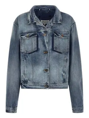 MAISON MARGIELA Folded Collar" Denim Jacket - Blue