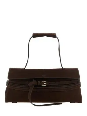 Moschino Tie Me' Shoulder Bag In Nubuck Leather - Brown
