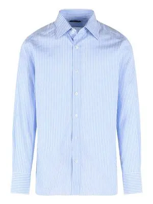 TOM FORD Tom Ford Light Blue And White Cotton Shirt Men Blue