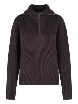 COURREGES Ribbed Merino Wool Quarter Zip Sweater - Multicolor