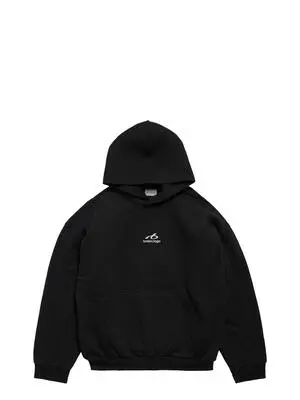 Balenciaga Fleece Hoodie With Printed Artwork - Black