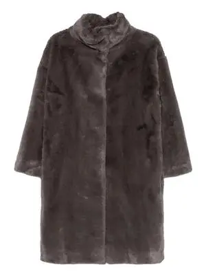 Herno High-neck Faux Fur Coat - Gray