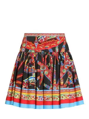Dolce & Gabbana Popeline Skirt With "carretto" Print - Black