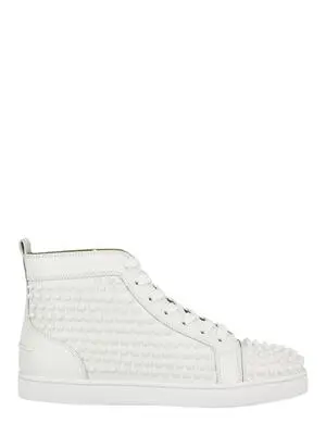 CHRISTIAN LOUBOUTIN Louis Calf Laminato Dino Spikes High Top Sneakers - White