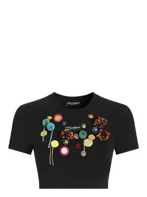 Dolce & Gabbana Jersey T-shirt With Appliqu - Black