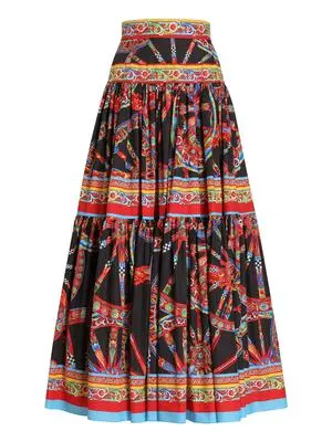 DOLCE & GABBANA Dolce & Gabbana Carretto-Print Poplin Long Skirt