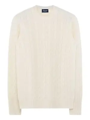 DRUMOHR Crew Neck Cable Knit Sweater - White