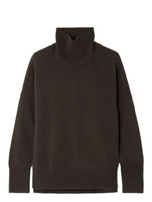 LISA YANG High Neck Ribbed Sweater - Brown