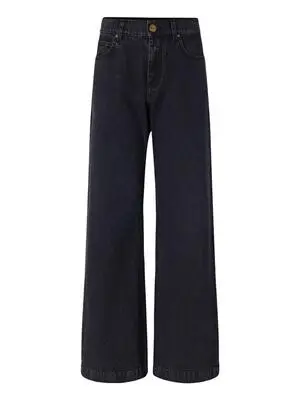 Pinko Wide-leg Jeans With Embroidered Logo - Grey