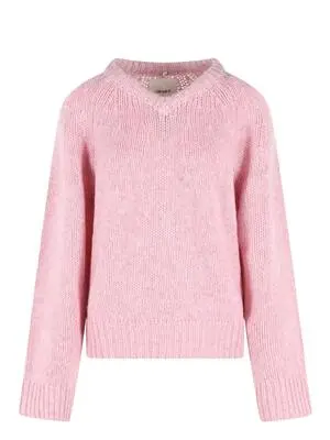 LISA YANG Long-sleeved V-neck Sweater - Pink