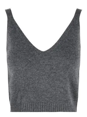 LISA YANG Ribbed V-neck Tank Top - Grey