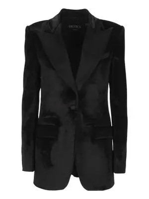 DONDUP Velvet-effect Single-breasted Blazer - Black