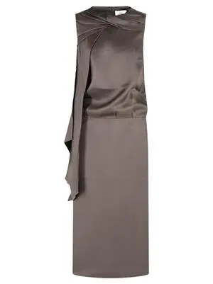 LOULOU DE SAISON LouLou De Saison Sleeveless Midi Dress With Draped Scarf Insert
