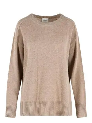 Closed Fine Knit Crew Neck Sweater With Ribbed Finish - Beige