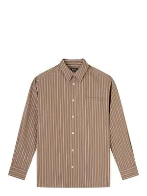 A.p.c. Malo Striped Shirt - Hazelnut Brown