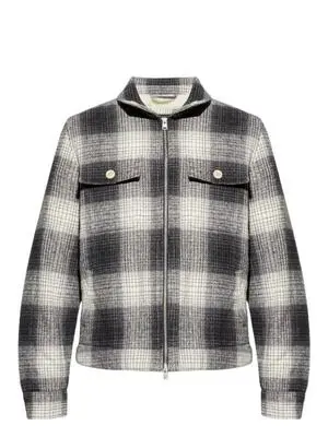 ALLSAINTS Plaid Zip-up Jacket With Buckle Pockets - Gray