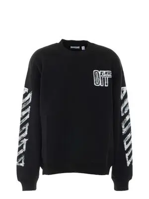 Off-White Cotton Sweater With Arrow Motif - Black