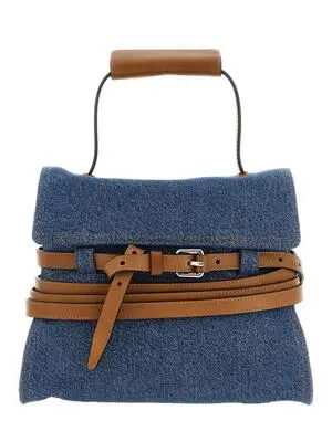 Moschino Belted Denim Shoulder Bag - Blue