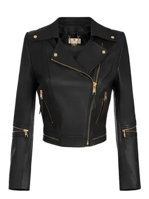 Elisabetta Franchi Zipped Biker Jacket - Black