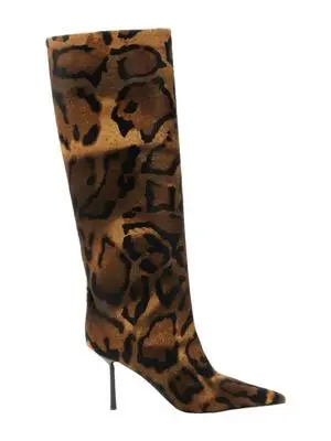 LE SILLA Animal-pattern Stiletto Boots - Brown