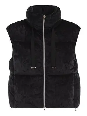 Herno Velvet-effect Padded Gilet - Black