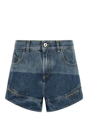 Attico The Cut-out Denim Shorts - Blue