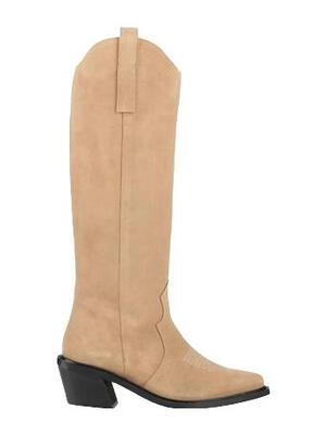 ALOHAS Suede Cowboy Boots With Cuban Heel - Sand