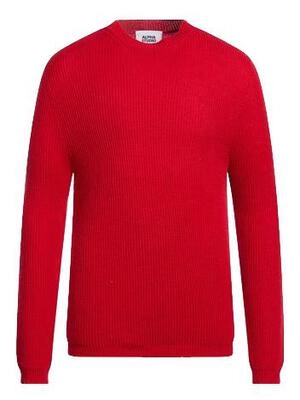 Alpha Studio Merino Wool Crew Neck Sweater - Red