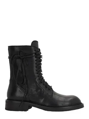ANN DEMEULEMEESTER Calf Leather Lace-up Boots - Black