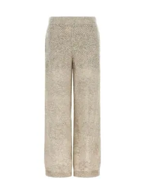 Brunello Cucinelli Wide Leg Knit Trousers - Cream