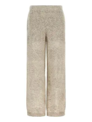 Brunello Cucinelli Wide Leg Knit Trousers - Cream