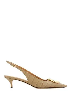 FERRAGAMO FERRAGAMO Slingback Stiletto Heel Shoes With Gancio Buckle In Calf Leather Cream