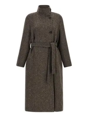Brunello Cucinelli Long Sleeve Coat - Brown