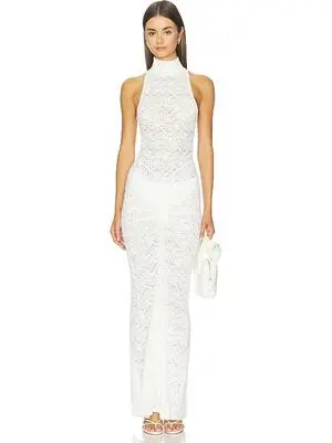Delfi Sylvia Lace Maxi Dress - White