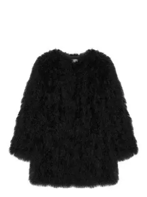 YVES SALOMON Turkey Feather Coat - Black
