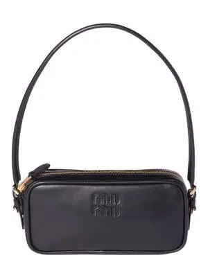 Miu Miu Padded Leather Pouch With Shoulder Strap - Black