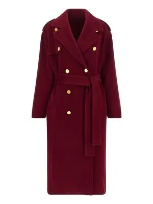 Alberta Ferretti Long Wool Cashmere Coat - Red