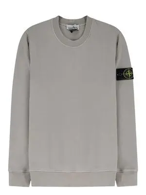Stone Island Grey Crew Neck Sweatshirt With Sleeve Patch - Gray