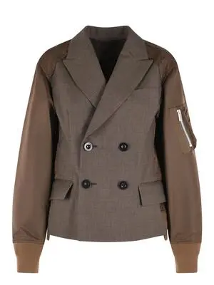 Sacai Wool Blend Blazer - Brown