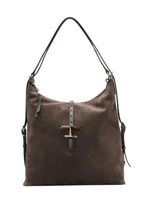 TOD'S Tote Bag With T Timeless Accessory - Brown